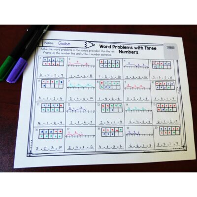 Word Problems with Addition of 3 Numbers to 20 Task Cards 1.OA.A.2 ...
